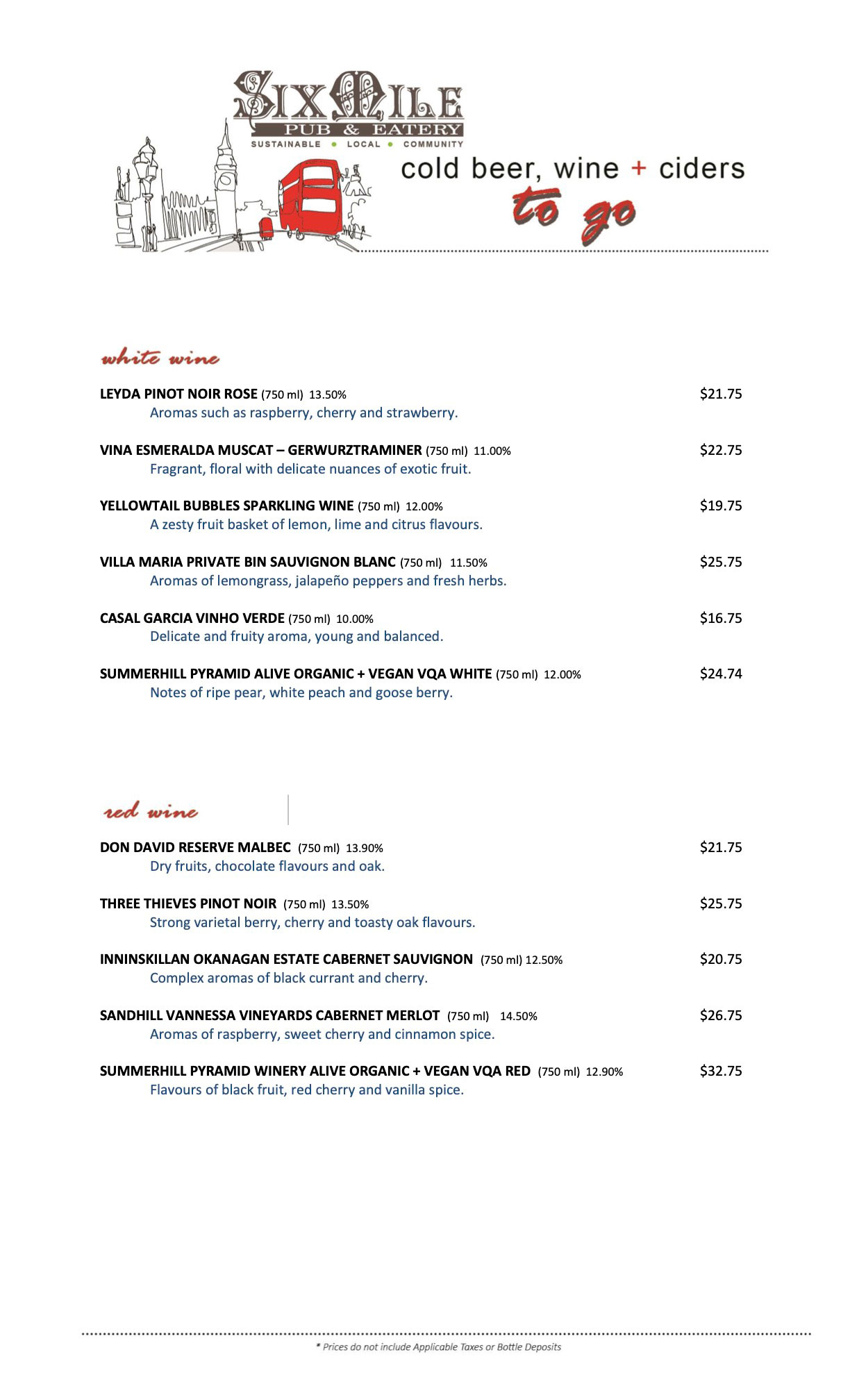 Food Menus | Six Mile Pub & Eatery