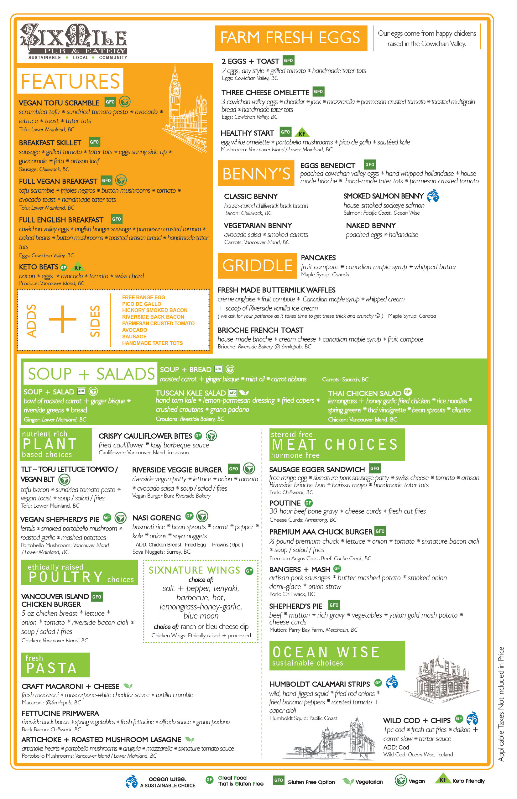 Food Menus - Six Mile Pub & Eatery