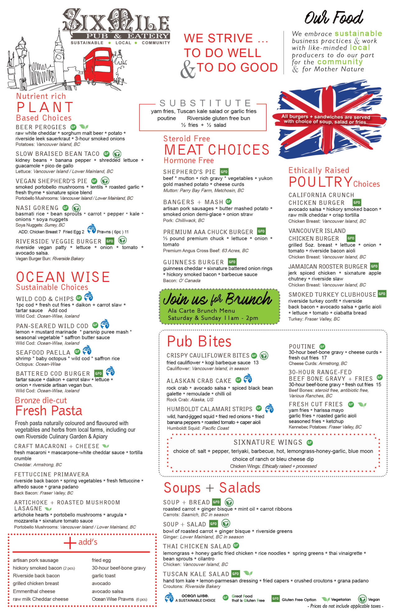 Food Menus | Six Mile Pub & Eatery