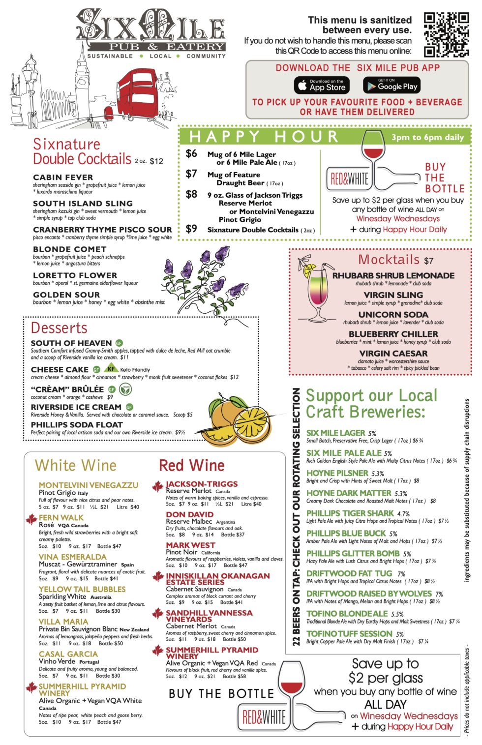 Food Menus - Six Mile Pub & Eatery