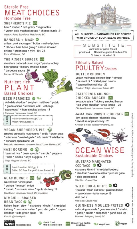 Food Menus - Six Mile Pub & Eatery