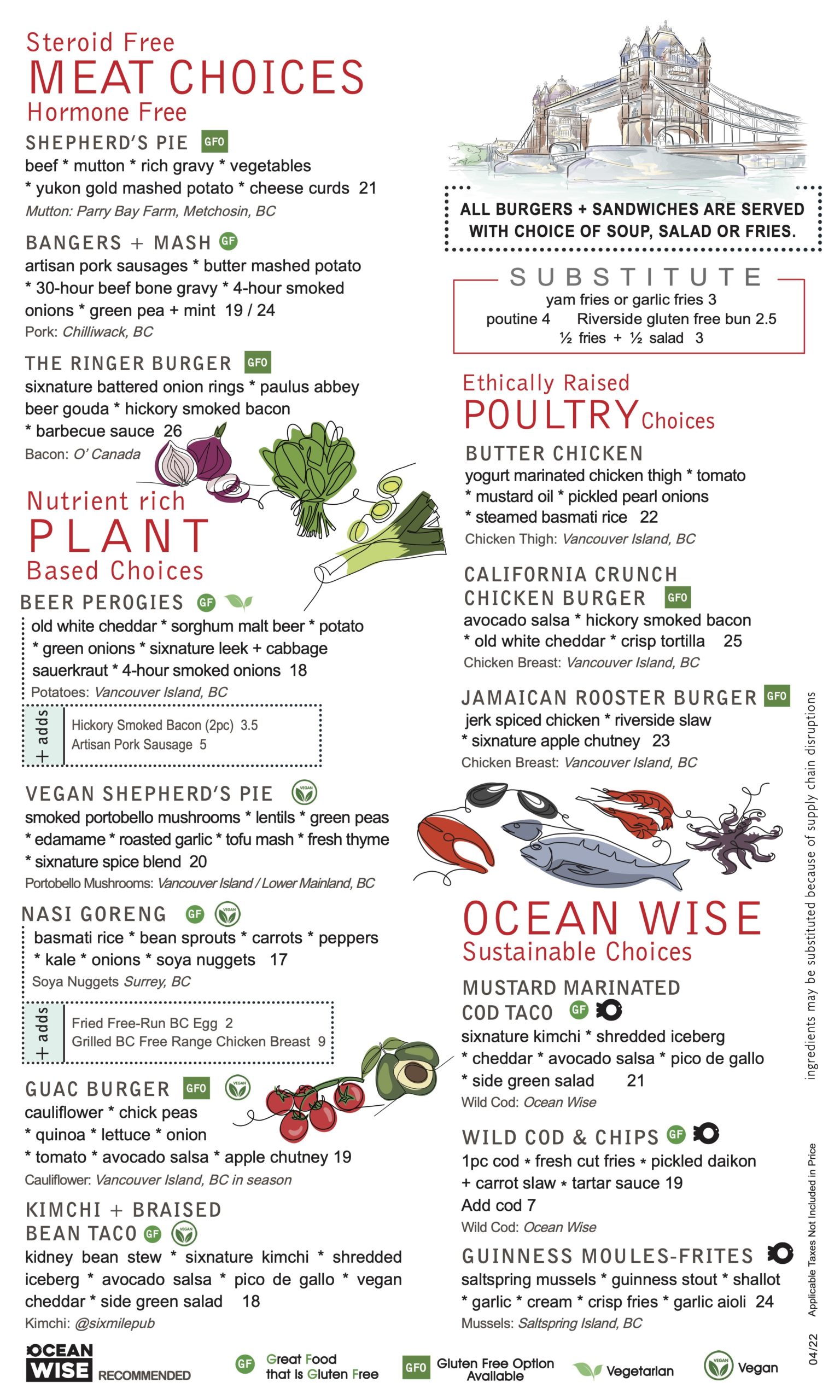 Food Menus - Six Mile Pub & Eatery