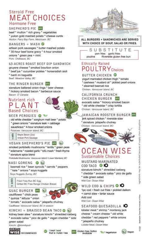 Food Menus - Six Mile Pub & Eatery