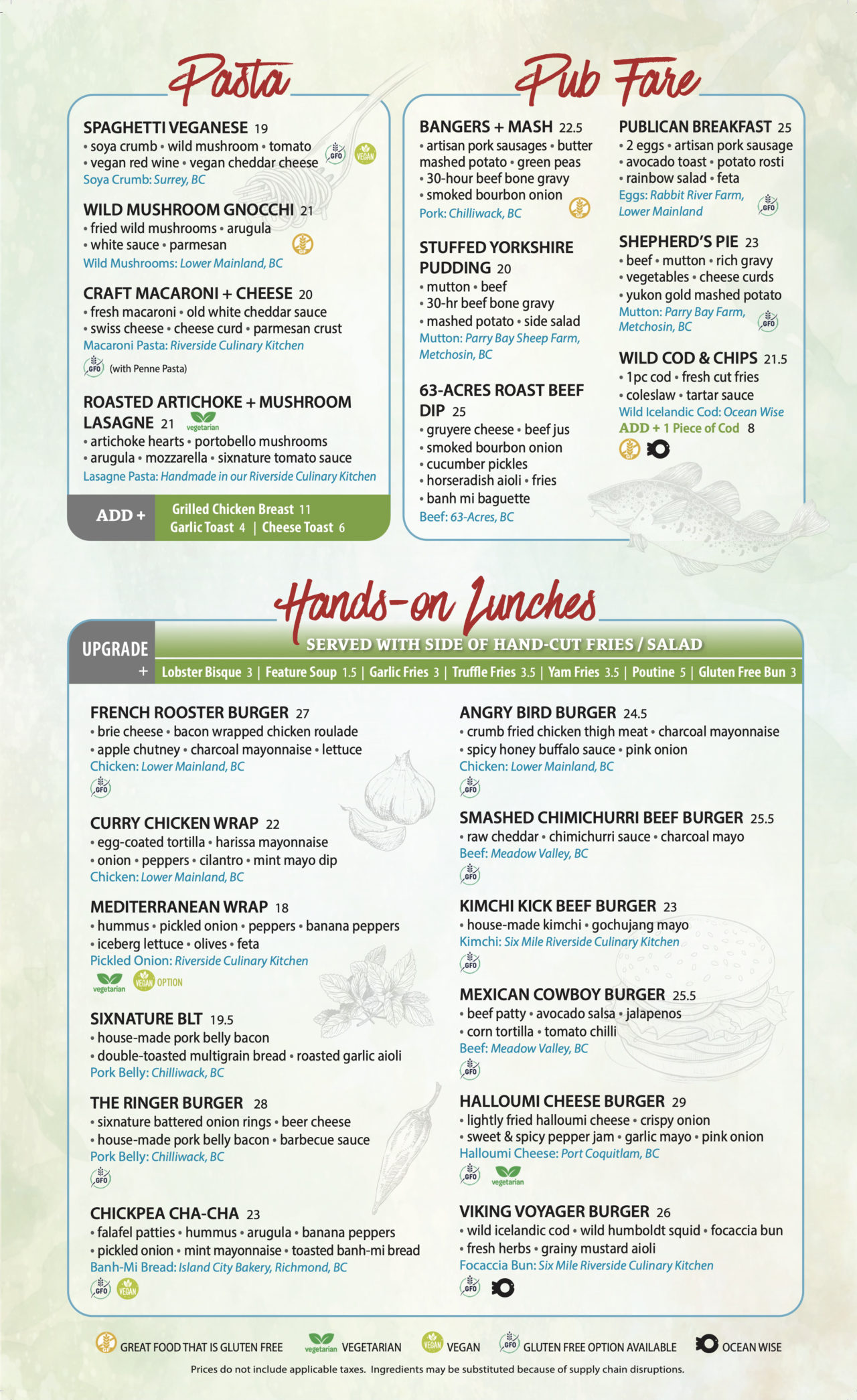 Food Menus - Six Mile Pub & Eatery