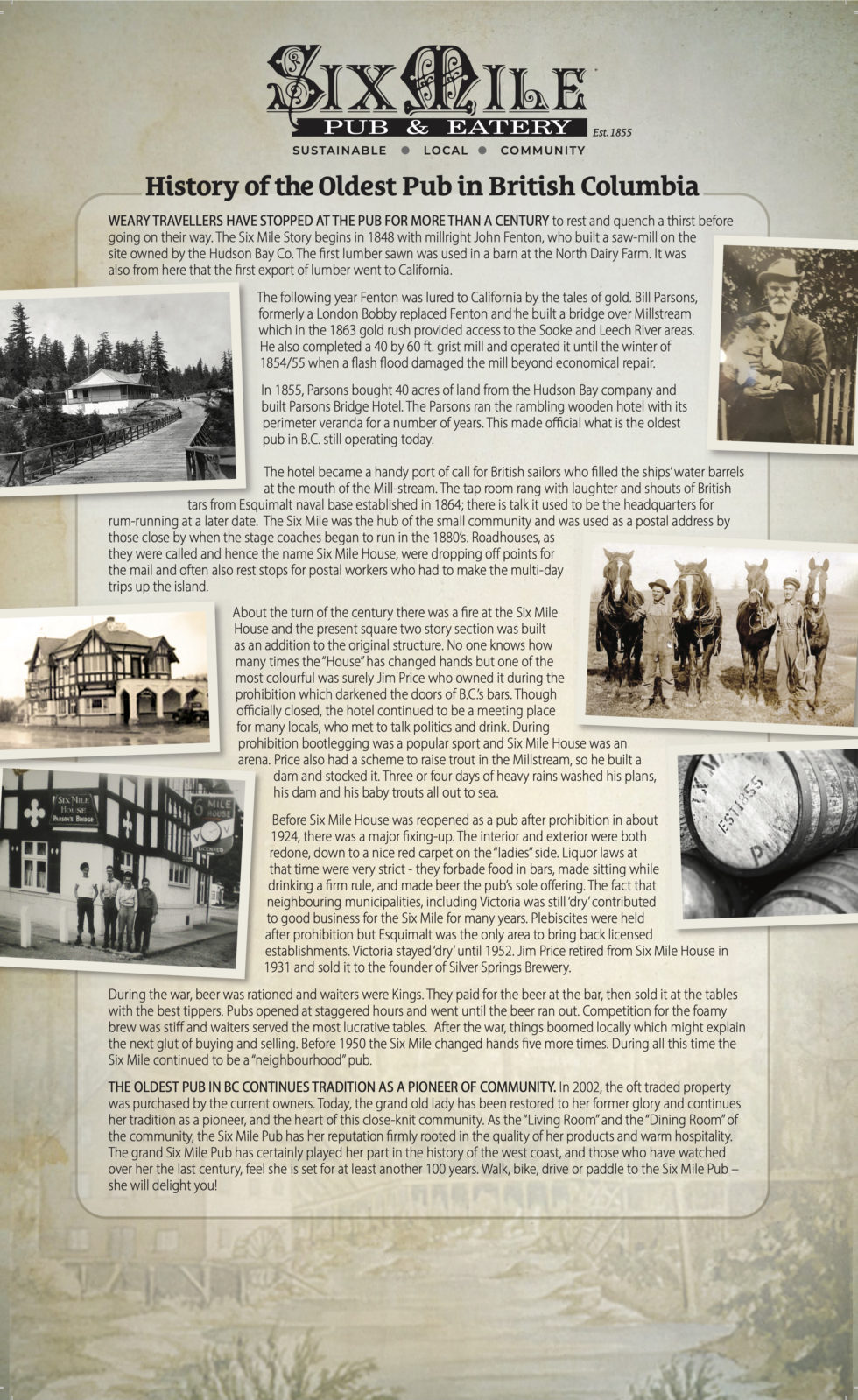 Food Menus - Six Mile Pub & Eatery